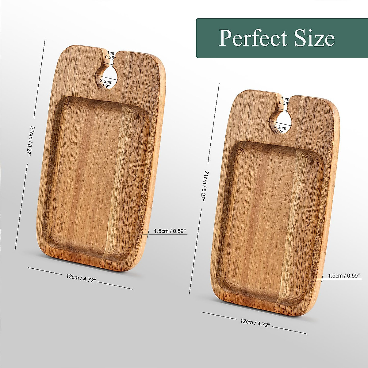 Wine Appetizer Serving Board, James.F Picnic Plate Set of 2, Acacia Wooden Serving Tray with Wine Holder, Mini Charcuterie Cheese Serving Boards Sets for Parties