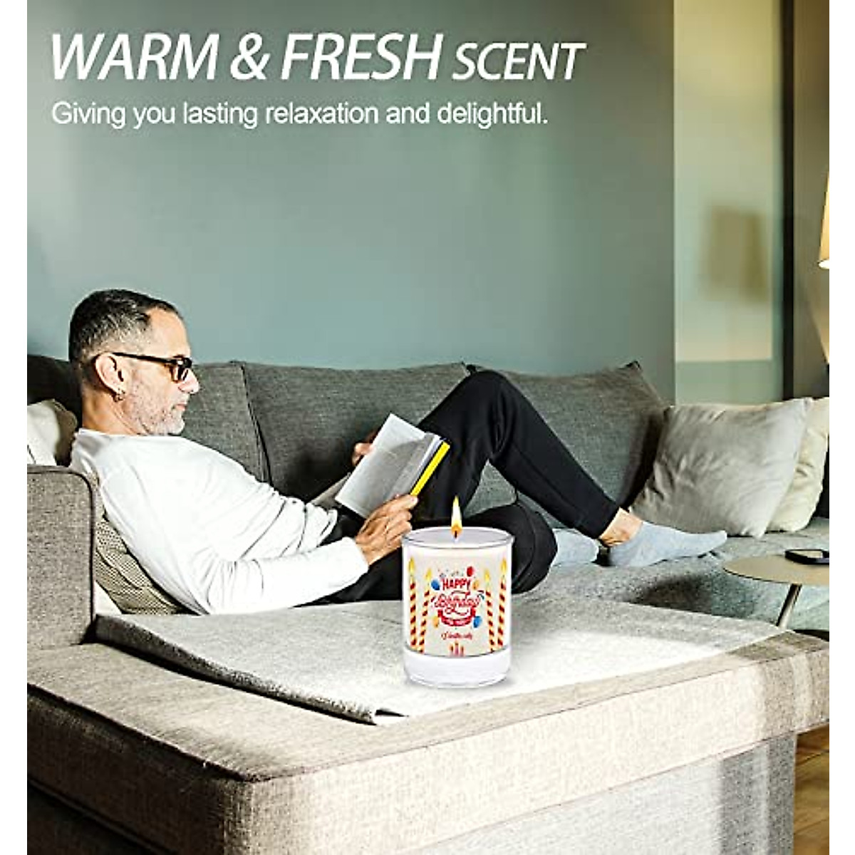 Wishing Candles Big Glass Vanilla Cake Soybean Candles, 60 Hour Cream Scented Birthday Candles, White, 8 Ounces for Birthday Gifts, Parties and Holiday Decorations