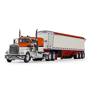 DCP by First Gear Orange Pearl: Kenworth W900A with 60" Sleeper & Lode King Hopper Trailer