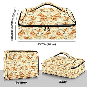 Kcldeci Insulated Thermal Food Carrier Insulated Casserole Carrier for Hot or Cold Food,Pizza Doodle Food Insulated Tote Bag for Potluck Cookouts Parties Picnic,Lasagna Lugger