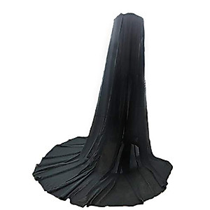 EllieHouse Long Chiffon Bridal Cape Wedding Veil Cloak For Bride Black 3M