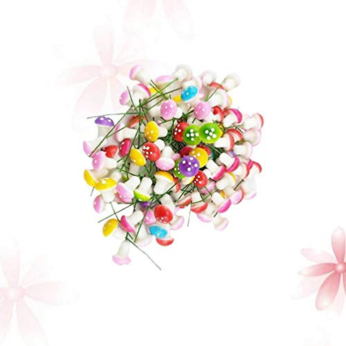 ULTNICE 60pcs Mini Foam Mushroom Miniature Figurines Cake Toppers for DIY Fairy Garden Micro Landscape Flower Pot Bonsai Dollhouse Ornament