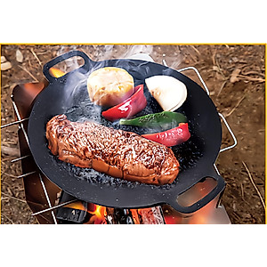 FULTAC 3820 Multi Griddle Pan, Grill Frying Pan, Compatible with Direct Fire, Camping, Iron, Approx. W 13.6 x D 11.0 x H 0.8 inches (34.5 x 28 x 2 cm)
