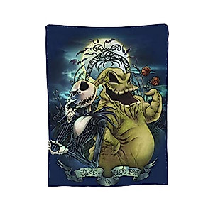 Amjetl Fleece Throw Blankets, Cozy Plush Luxury Before Christmas Skull Flannel Blanket, Lightweight Warm Fuzzy Blanket for All Season, Washable Soft Travel Couch Sofa Bed Office, 80x60 Inch