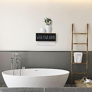 Paper Towel Dispenser, Farmhouse Paper Towel Holder with Lid for Bathroom Kichen Home Commercial, Wall Mount or Countertop for Multifold, C Fold, Z fold, Trifold Hand Towels (Black)