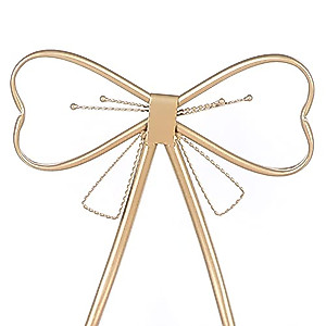 Gdrasuya10 82cm Soft Pink Velvet Cushion Butterfly Bow Tie Chairs Metal Frame Lounge Dresser Seats with Butterfly Backrest for Kitchen Dining Coffee Restaurant Bedroom Home Gold (A-Dark Pink)
