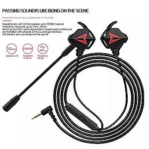 Keeyteek Wired Gaming Earbuds with Microphone, Gaming Headset for PS4 Xbox One, in-Ear Gaming Earphones for Laptop Mac PC, 3.5mm Jack, K23-Black