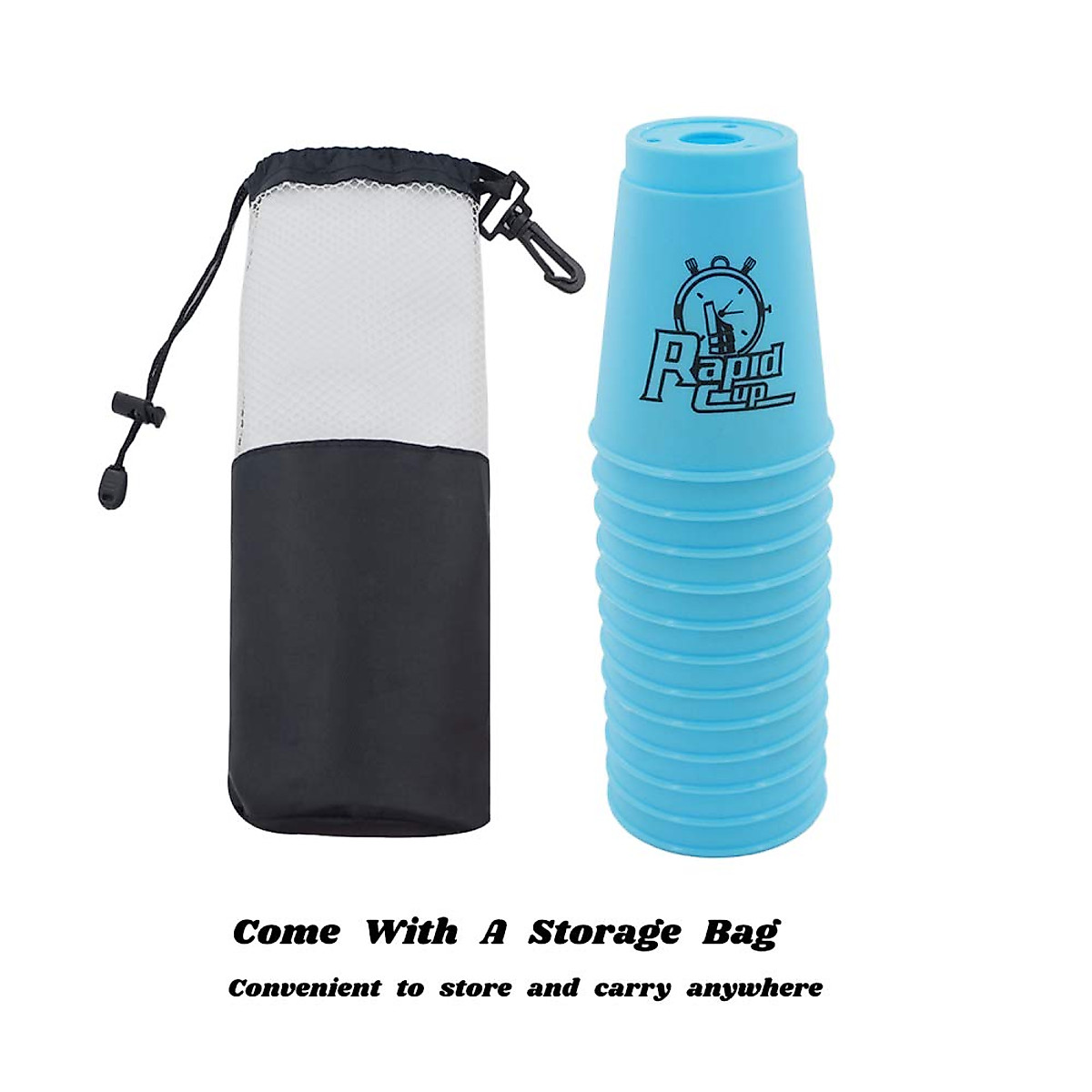 Erlsig 12 Pack Stacking Cups, M Size Quick Stack Cups Set Speed Training Game for Travel Party Challenge Competition, Blue
