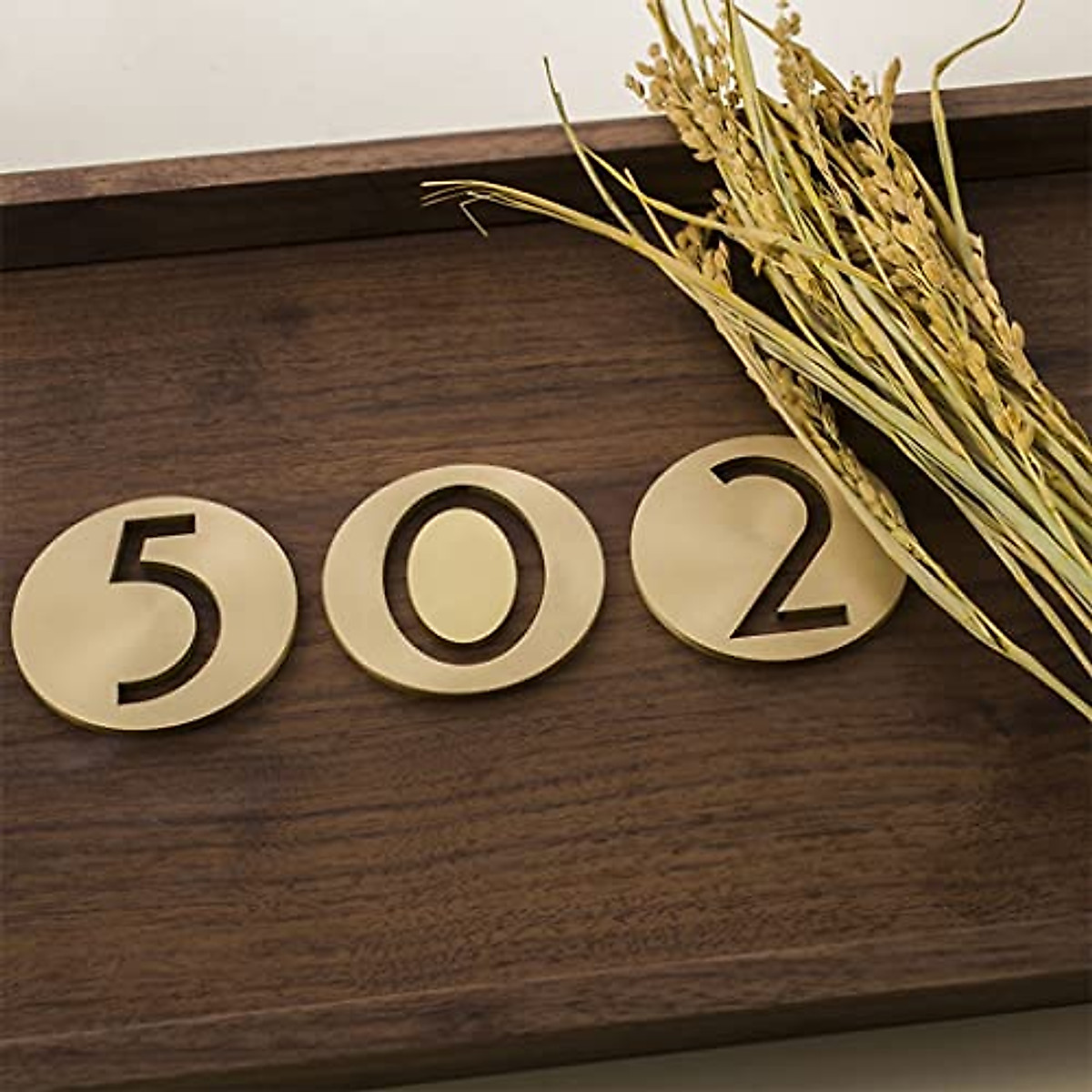 0-9 6.4cm Golden Brass Numbers Retro Villa Hotel Door Plates Round Hollow Numbers Room Number, 1pcs (Color : Number 7)