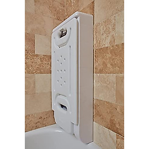 Bathtub Bench and Cabinet Anti-Slip Shower Chair and Bathroom Storage, White | FSA HSA Eligible