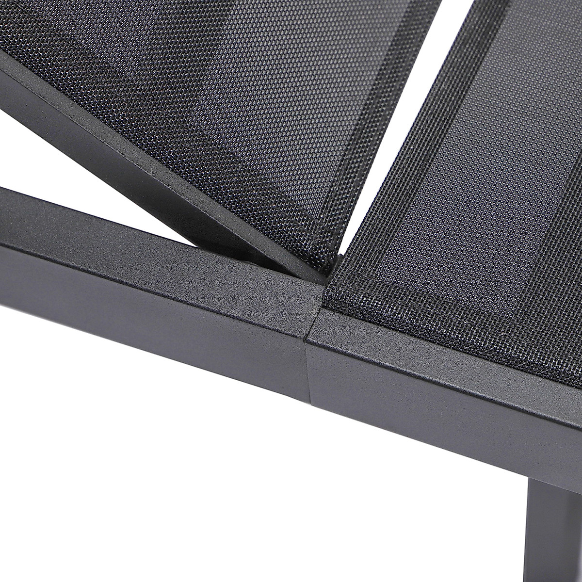 LeisureMod Marlin Poolside Outdoor Patio Lawn and Garden Modern Black Powder Coated Aluminum Frame Suntan Sling Chaise Lounge Chair, Set of 2