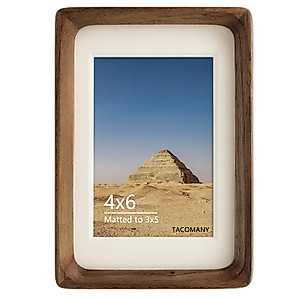 Natural Wood Photo Frames Inspired Tabletop Picture Frame with Mat, Vertical or Horizontal Display (Walnut, 4x6 matted to 3x5)