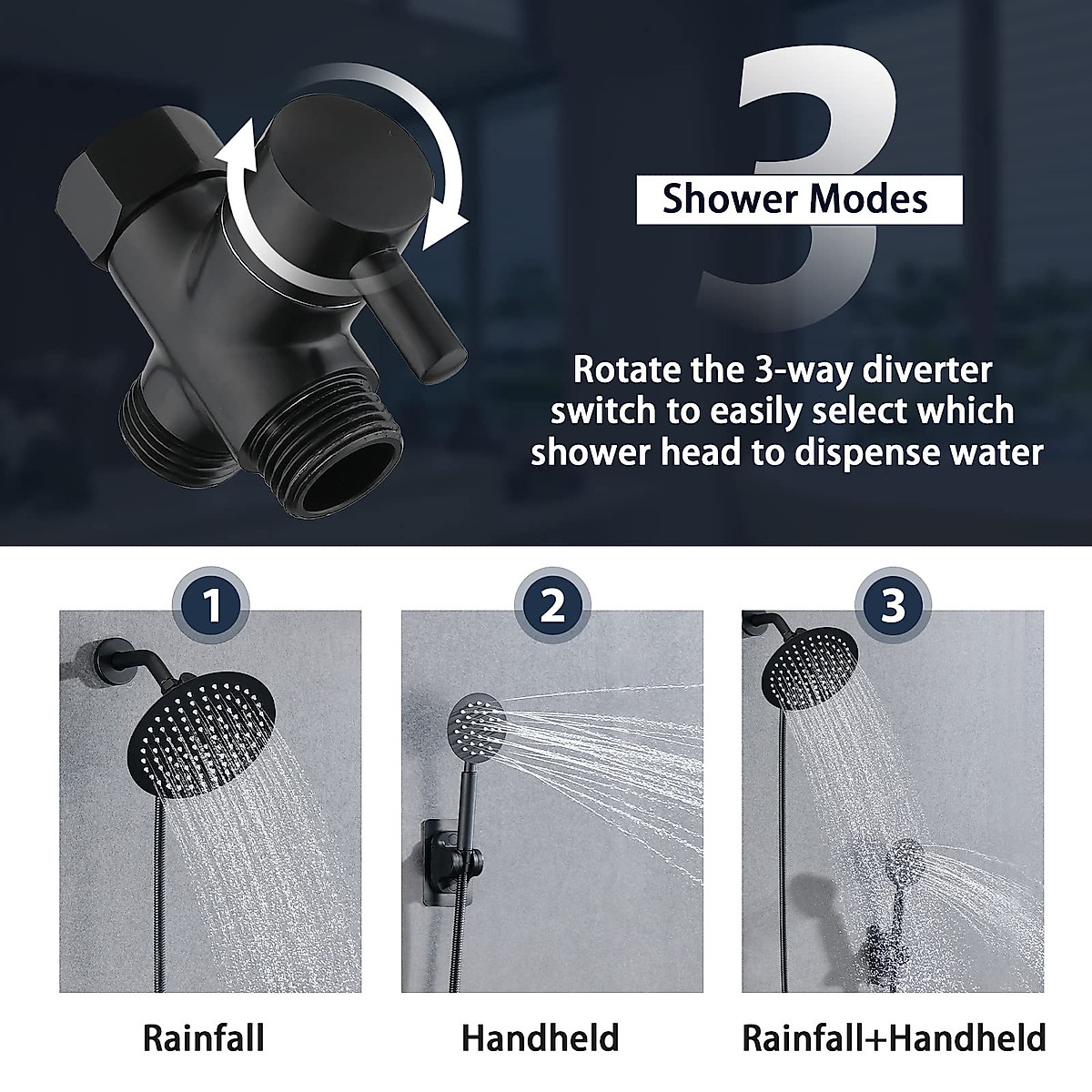 PROOX Dual Shower Head with Handheld Combo, High Pressure Round 8'' Rain Shower Head with Handheld ON/OFF Switch Button with 72 inch Extra Long Flexible Hose - Chrome