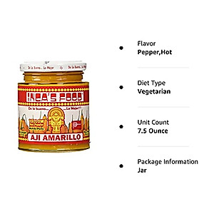 Inca's Food Aji Amarillo Paste - Hot Yellow Pepper Paste, 7.5 Oz Jar - Product of Peru