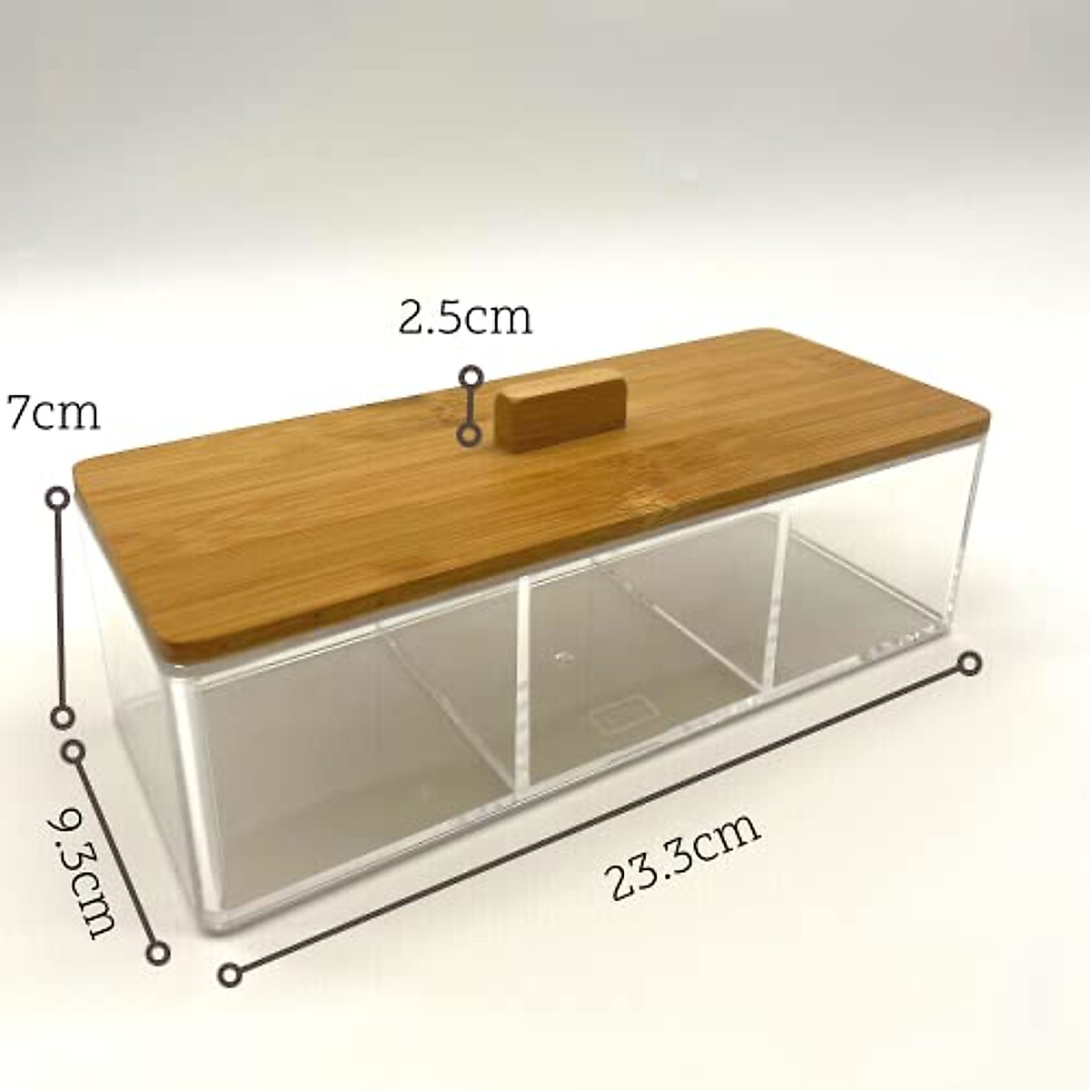 Kornerstore Compartment Organizer with Bamboo Lid - an Organizer and Storage Solution for Bathroom, Countertop - Qtip, Bathroom Accessories, Lash, Cotton Swabs, Coffee Pods, Tea Bags