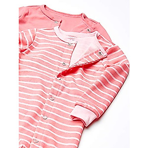 Hanes baby girls Ultimate Flexy 2 Pack Sleep and Play Suits Layette Set, Dark Pink Stripe, 18-24 Months US