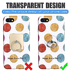 Transparent Phone Ring Holder Grip - EI Sonador Clear Cell Phone Ring Stand Holder Finger Grip Kickstand 360° Rotation, Compatible with Most of Phones, Tablets and Case (2 Silver Diamond)