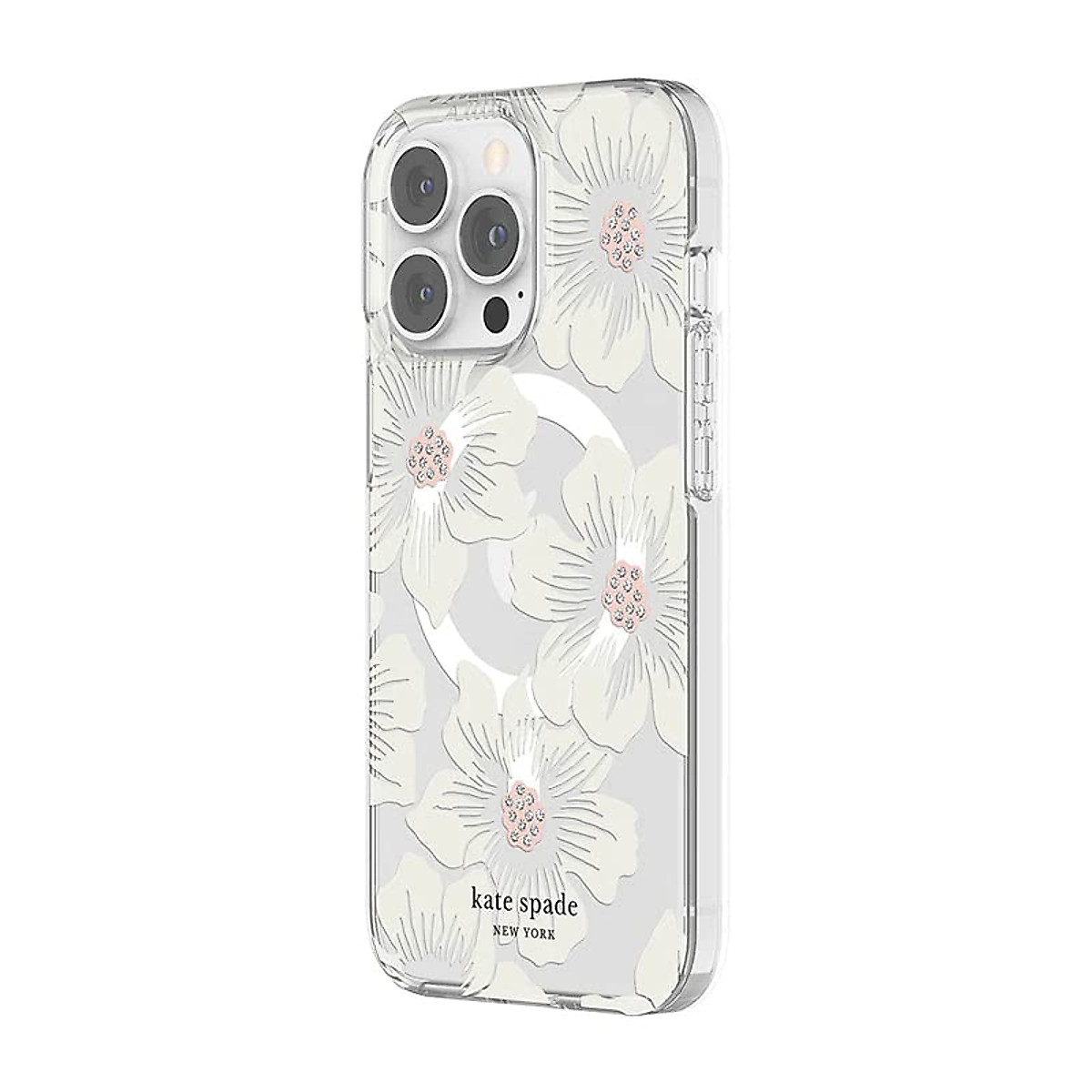 kate spade new york Protective Hardshell Case for MagSafe for iPhone 13 Pro - Hollyhock Floral Clear