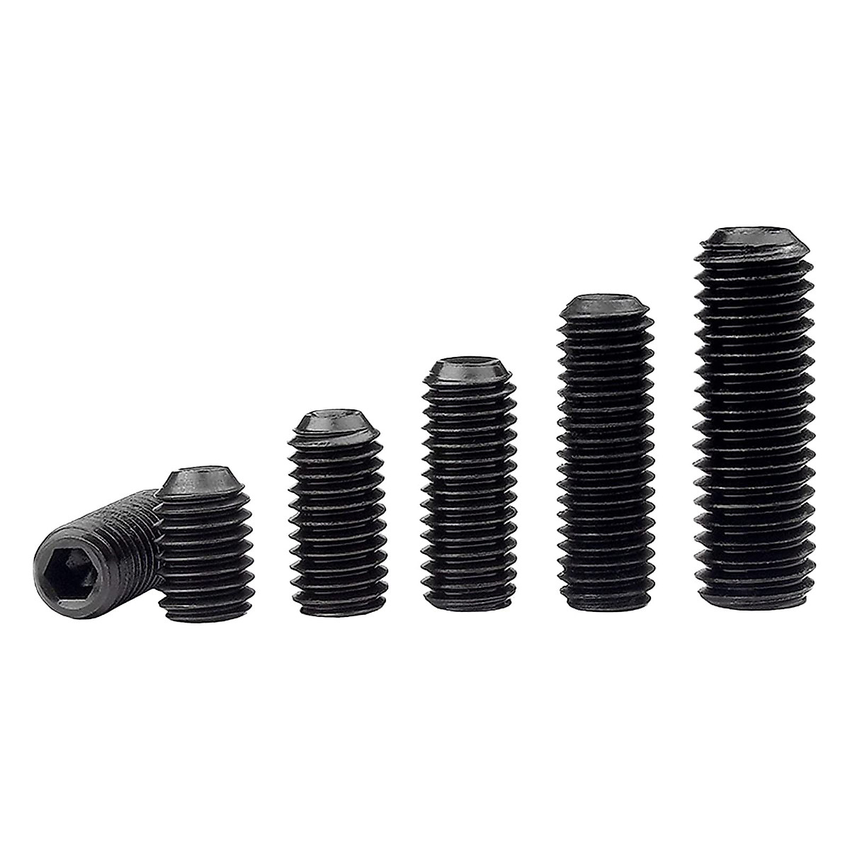 M3-0.5 x 4mm Black Hex Socket Set Grub Screws,Headless Cup Point,Flat Point Grub Bolt,Internal Hex Drive,Alloy Steel,12.9 Class Carbon Steel，External Thread 100 Pcs