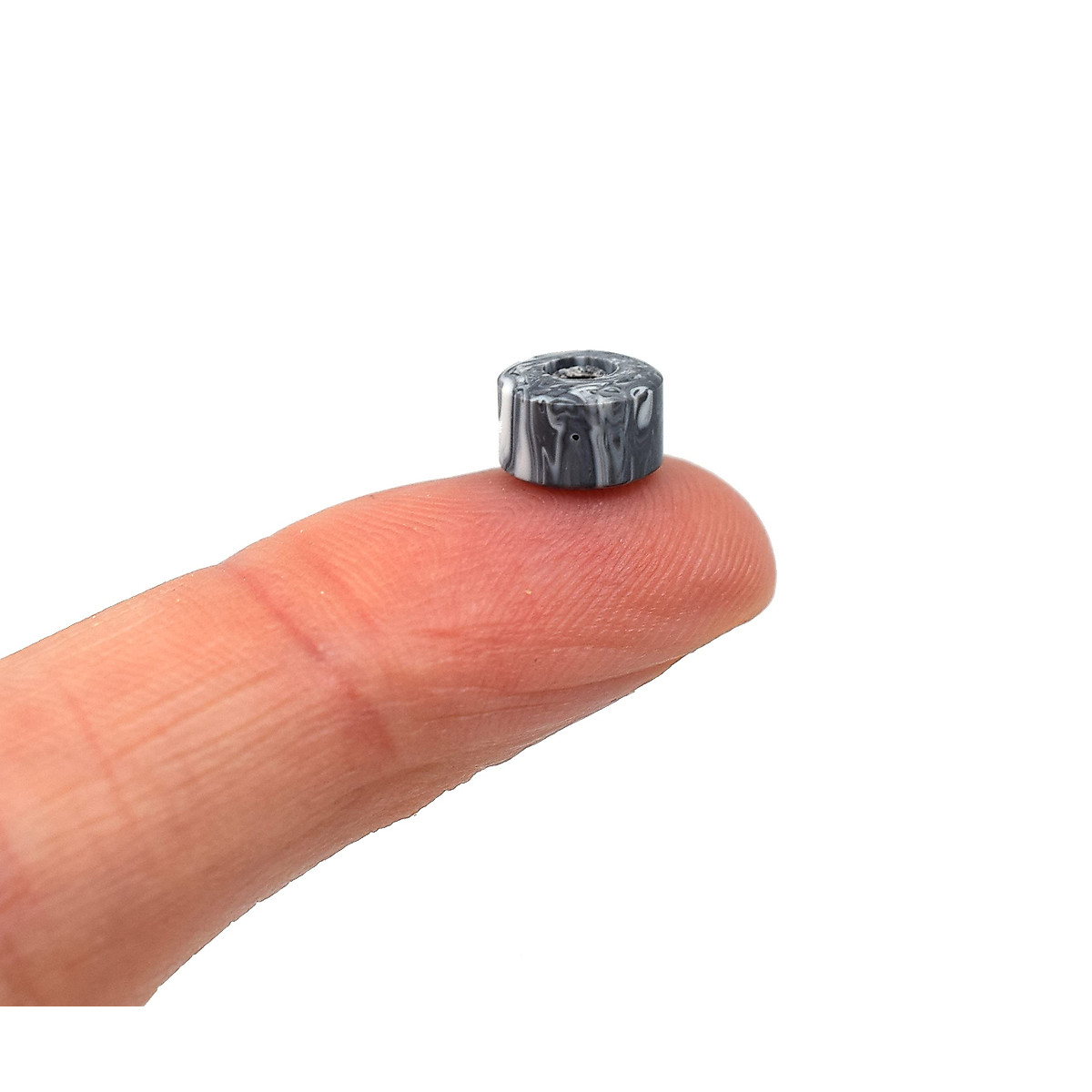 Teak Tuning Apex 61D Urethane Fingerboard Wheels - New Street Shape, 7.7mm Diameter - Ultra Spin Bearings - Made in The USA - Grey & White Swirl Colorway