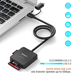 Neeyer USB C to Micro SD Card Reader Supports CF/CFI/TF, SDXC/SDHC/SD,MMC/Micro SDXC/Micro SDHC/MS, UHS-I Compatible for Galaxy S20, MacBook Pro/MacBook Air/iPad Pro