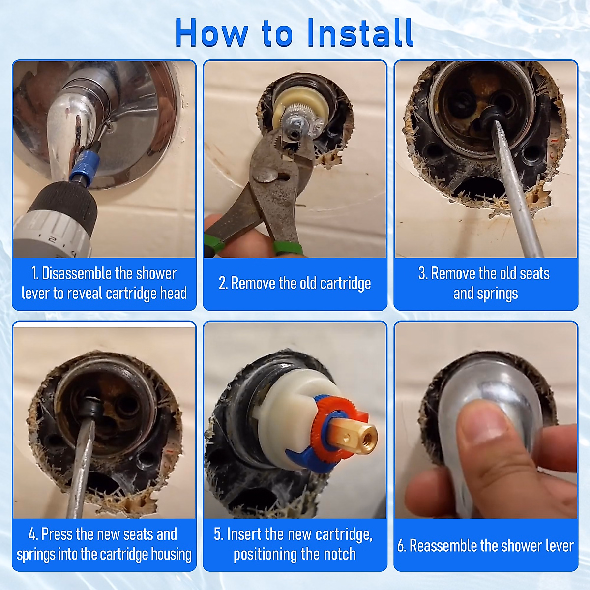 Dreyoo Square Stem Washerless Cartridge Replacement for DA603566, Shower Cartridge Compatible with Danze and Glacier Bay Single Handle Tub/Shower Faucets with Temperature Limit Stops