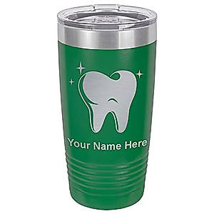 LaserGram 20oz Vacuum Insulated Tumbler Mug, Tooth, Personalized Engraving Included (Green)