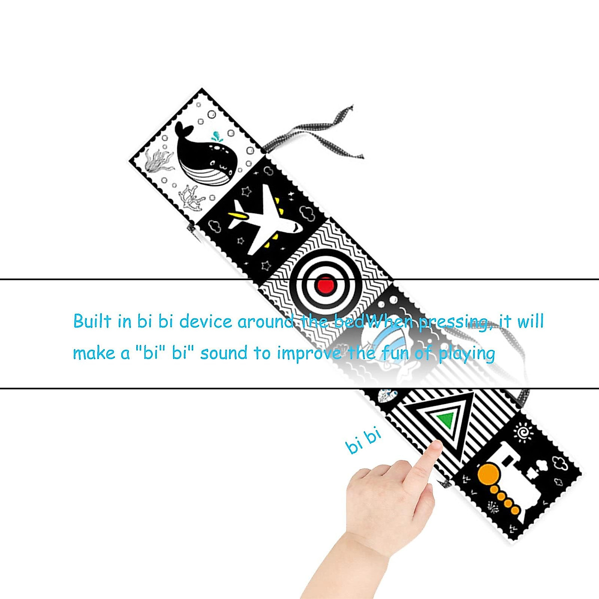 AIyMltd Baby Spiral Hanging Stroller, Black and White Car Seat Toys High Contrast Toy Newborn Sensory Plush Activity Toys for Bed Bassinet Crib Baby Carrier Gifts for 0 3 6 9 12 Months