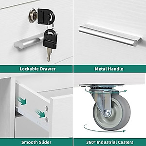 YITAHOME Wood Lateral File Cabinet, 2 Drawer Mobile Storage Cabinet, Fits A4, Letter and Legal Printer Stand with Open Storage Shelves, Modern Filing Cabinet for Home Office, White