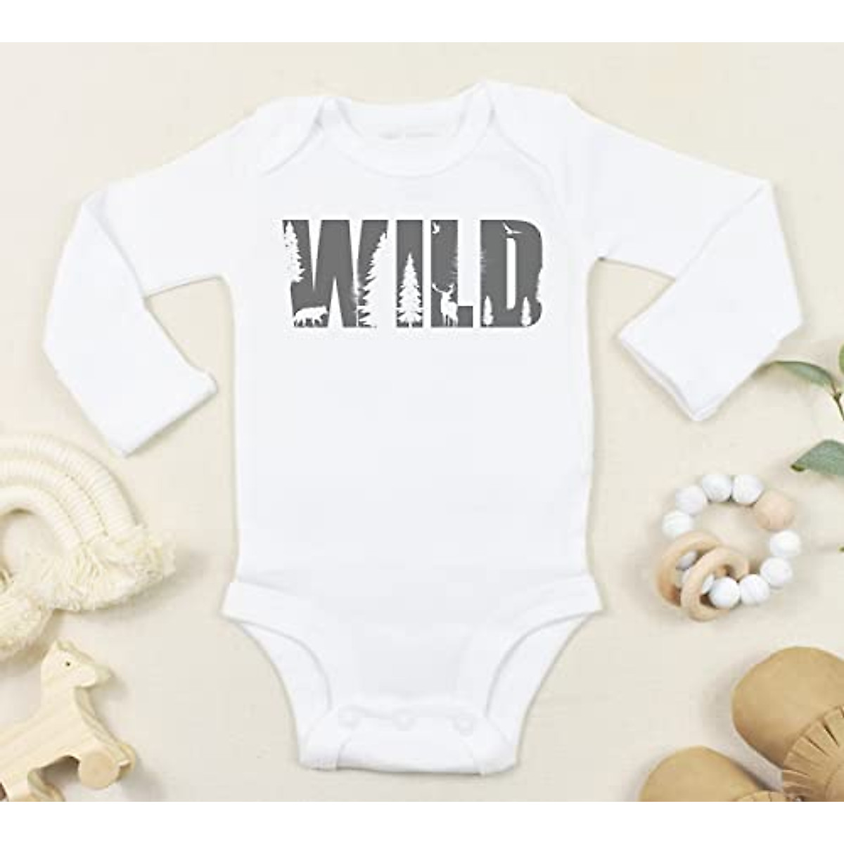 Wild Baby Bodysuit, Adventure Baby Clothes, Wild Baby Shirt, Nature Lover Hiking Baby Shower Gift, Mountain Shirt (12M Long Sleeve Bodysuit) (0-3M Short Sleeve Bodysuit)