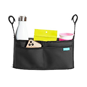 Munchkin® Brica® Stroller Organizer Bag - Universal Fit with Cup Holders, Wipes Case and Adjustable Non-Slip Velcro Straps, Black