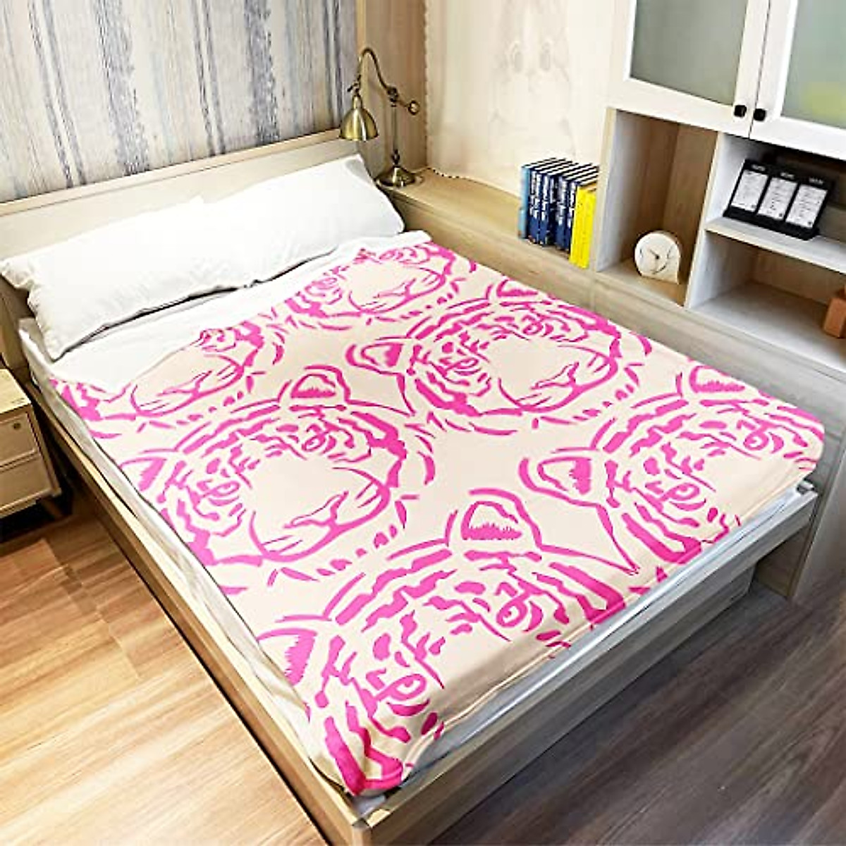 SXCHEN 60"x80" Blankets Plush Sofa Bed Throw Pink Tiger