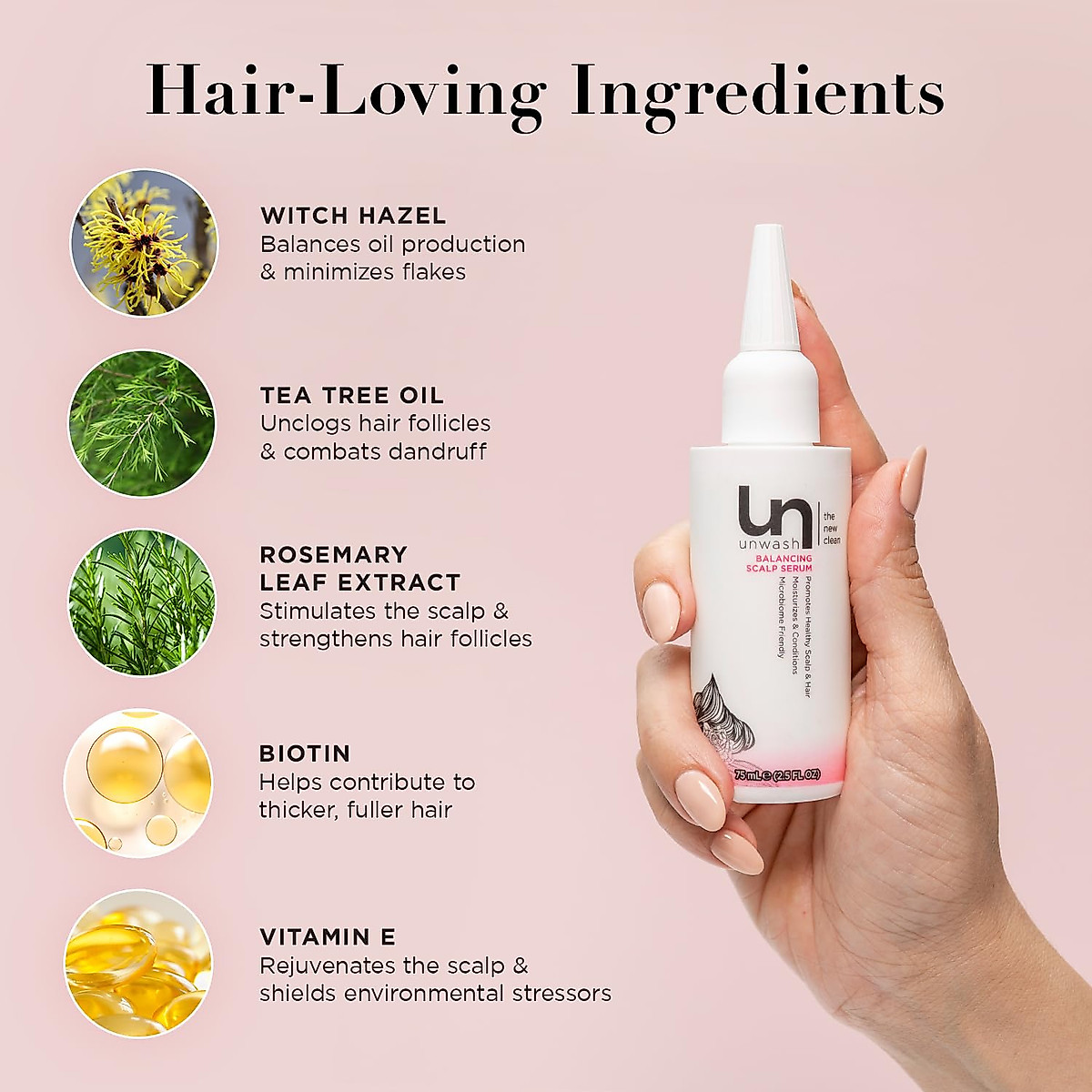 Unwash Balancing Scalp Serum - Nourish & Soothe Dry, Flaky Itchy Scalp, Nourishing Scalp Treatment, Balances Moisture, Micriobiome Friendly, Sulfate Free, 2.5 fl oz