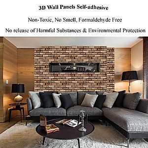 Veczom 3D Wall Panels Peel and Stick 3D Brick Wallpaper Peel and Stick Interior Wall Décor,10 Pack Waterproof Wall Panel PVC Stone Wall Panels for Living Room,Lobby Bedroom Hotel Office Decoration