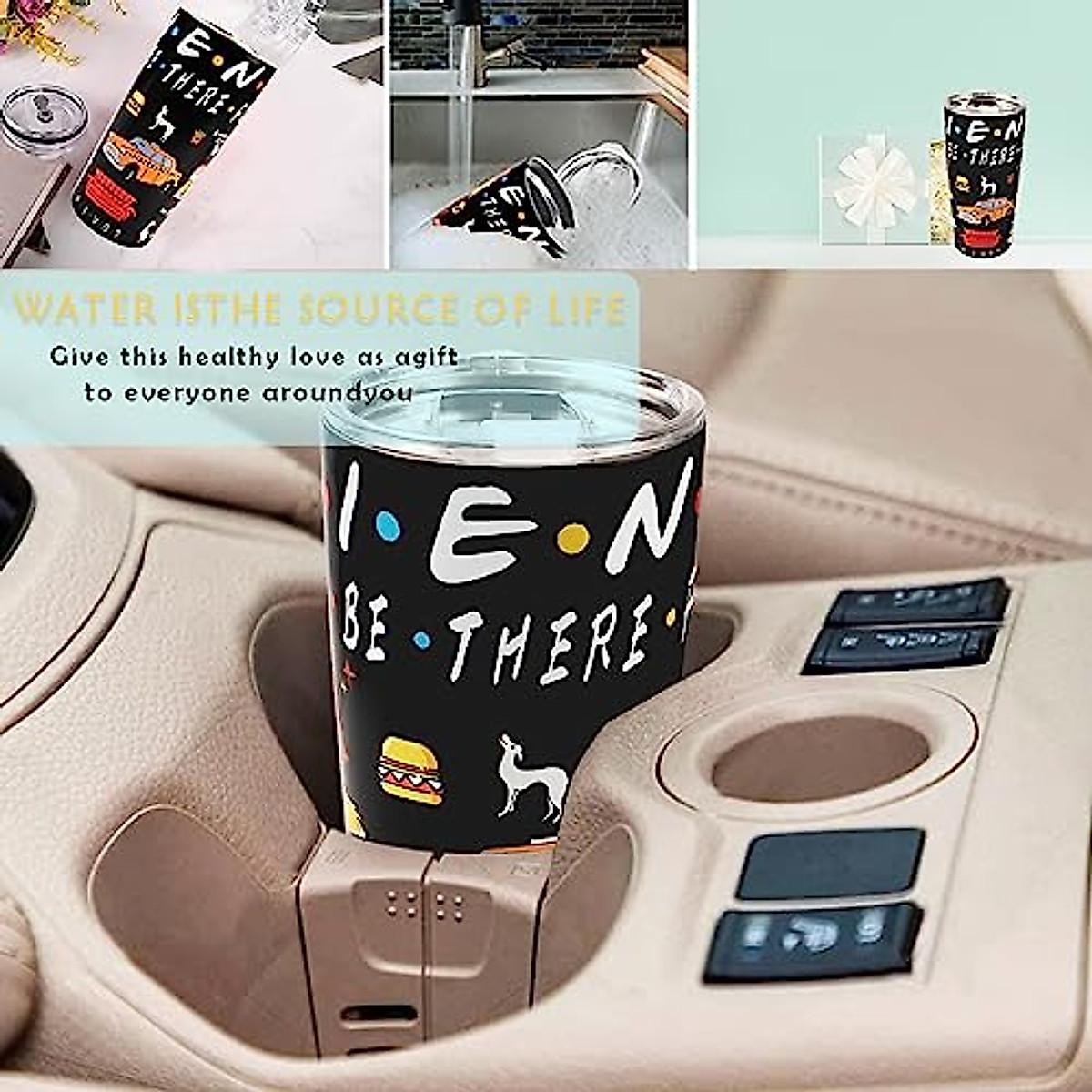 4Pack Friends TV Show Merchandise,Friends 30oz Stainless Steel Tumbler with Lids,Friends Makeup Bag,Friends TV Show Gifts,Friends Inspired Gifts for Fans,Gifts for Her,Wife,Mom, Coworkers,Sister,Aunt