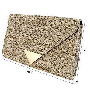 JNB Natural Straw Clutch, Natrual