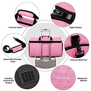 Carry On Garment Bag for Women, Durable Garment Duffle Bag for Travel with Shoes Compartment, Convertible & Foldable 2 in 1 Hanging Dress Weekender Suitcase Suit Travel Bag, Gifts for Women, Pink