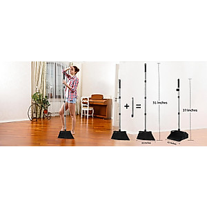 3-Pack Broom with Dustpan Combo Set, Commercial Broom and Dustpans, Large Brooms with 51'' Long Handle, Self-Cleaning Dust Pan Teeth for Home Hall Lobby Office Garage - Black