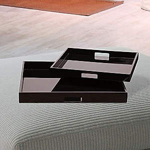 Howard Elliot Black Lacquer Square Wood Tray Set