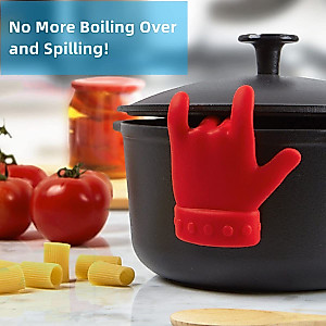 NCYOEW Pot Lid Holder, Silicone Lid Lifters for Pans and Pots, Heat-resistant Spoon Rest Lid Stand Holder, Spill-proof Steam Releaser, Kitchen Gadgets for Cooking