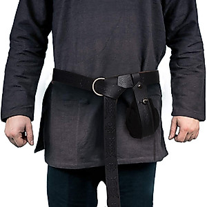 Belt Pouch Medieval Waist Bag Coin Purse Fanny Pack Viking Costume Set Halloween Festival Ren Faire Leather Pouch (1-Black)