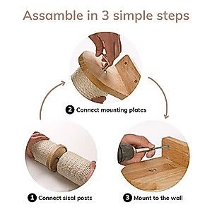 Furmia Cat Wall Scratcher, Cat Wall Furniture For Indoor Cats, Wall Mounted Cat Scratching Post, Modern Cat Scratcher, Cat Scratcher Wall Cat Tree, Cat Wall Scratching Post, Holds Up To 40lbs (2-Tier)