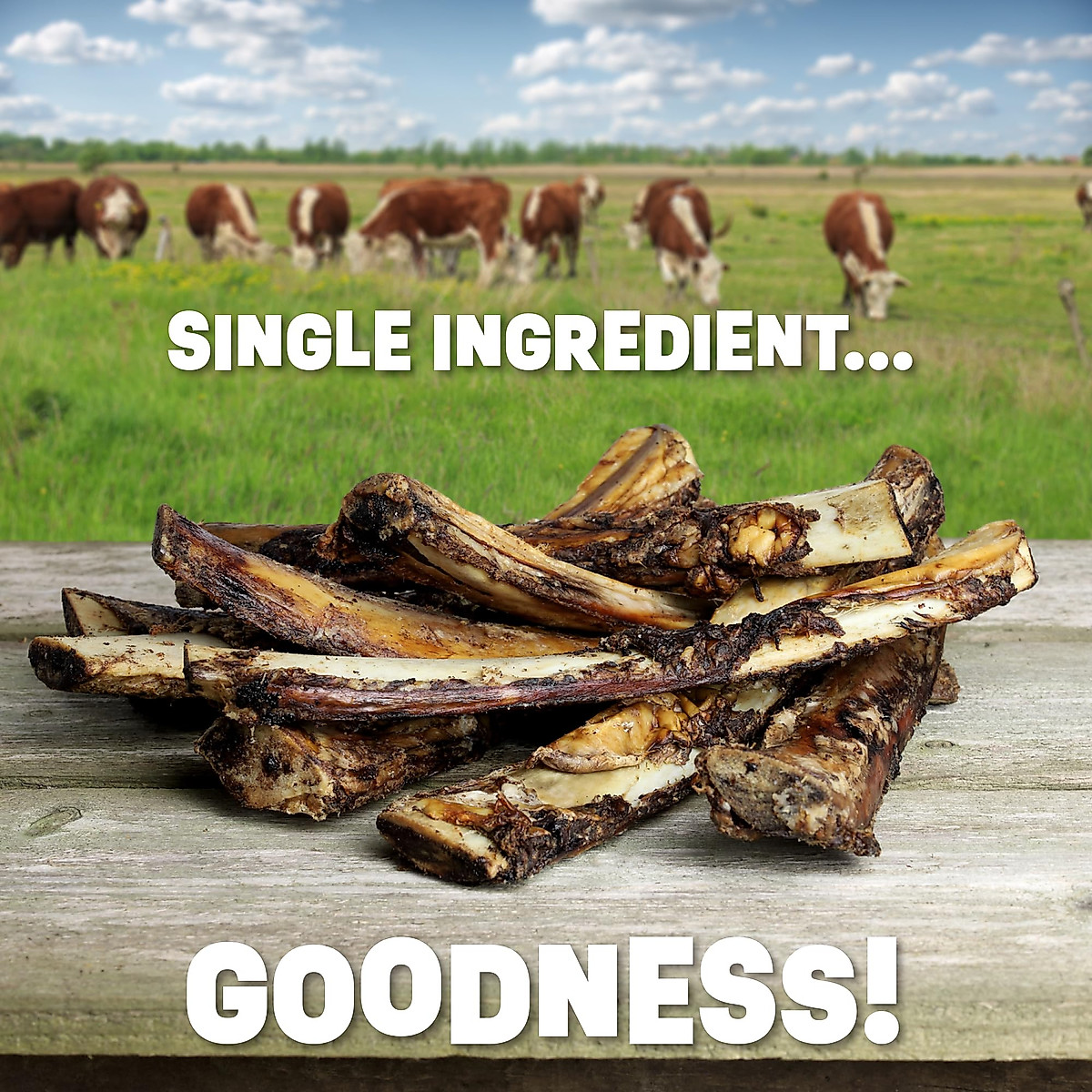 PUPDAWGS Single Ingredient Dog Bones - Made in USA – 8-10” Beef Rib Bones - Natural Dog Bones for Aggressive Chewers - from USDA Inspected Beef - Hickory Smoked - Individually Wrapped (8 Piece Pack)