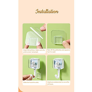 Gautsa Cute Adhesive Hooks, Animal Bounce, Spring Shaking Duck Polar Bear Squirrel, No Nails, Waterproof, for Key Purse Robe Towel, Creative Individual Hook Set of 3 (3 Pack)