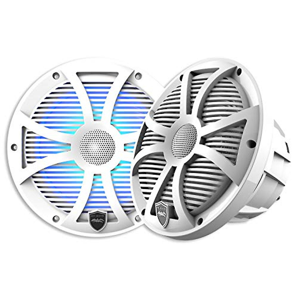 wet sounds | REVO 8-SWW | High Output Component Style 8" Marine Coaxial Speaker with RGB Backlighting and Enclosed White SW Grille