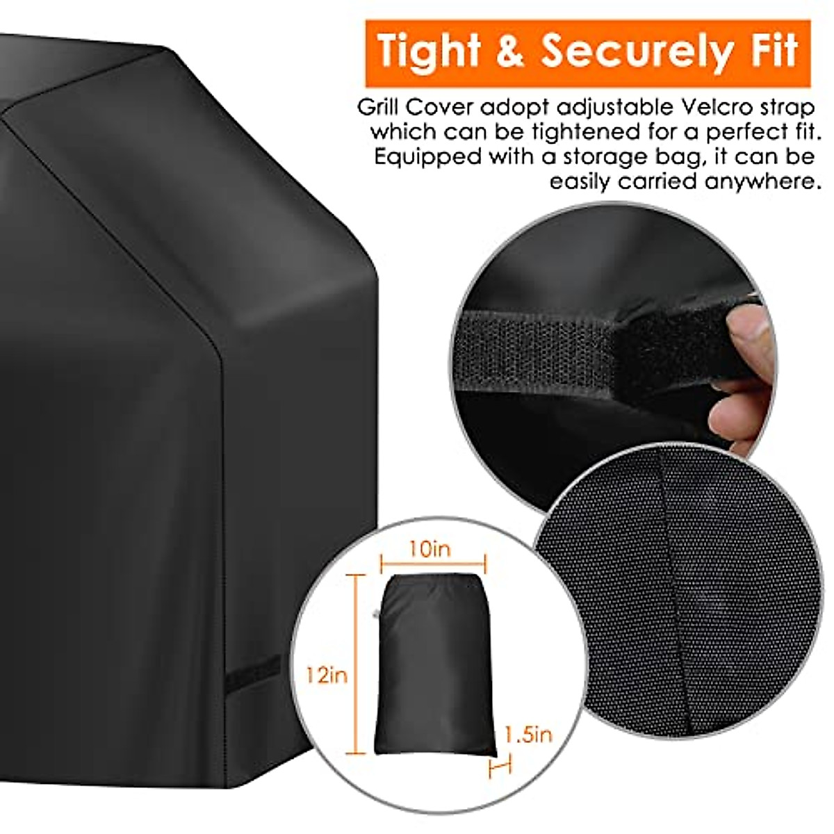 Grill Cover, BBQ Cover 59 inch,Grill Covers Waterproof,Anti-UV & Fade Resistant, Barbecue Grill Cover with Velcro Straps,Gas Grill Cover Rip Resistant,for Weber,Char Broil,Nexgrill Grills