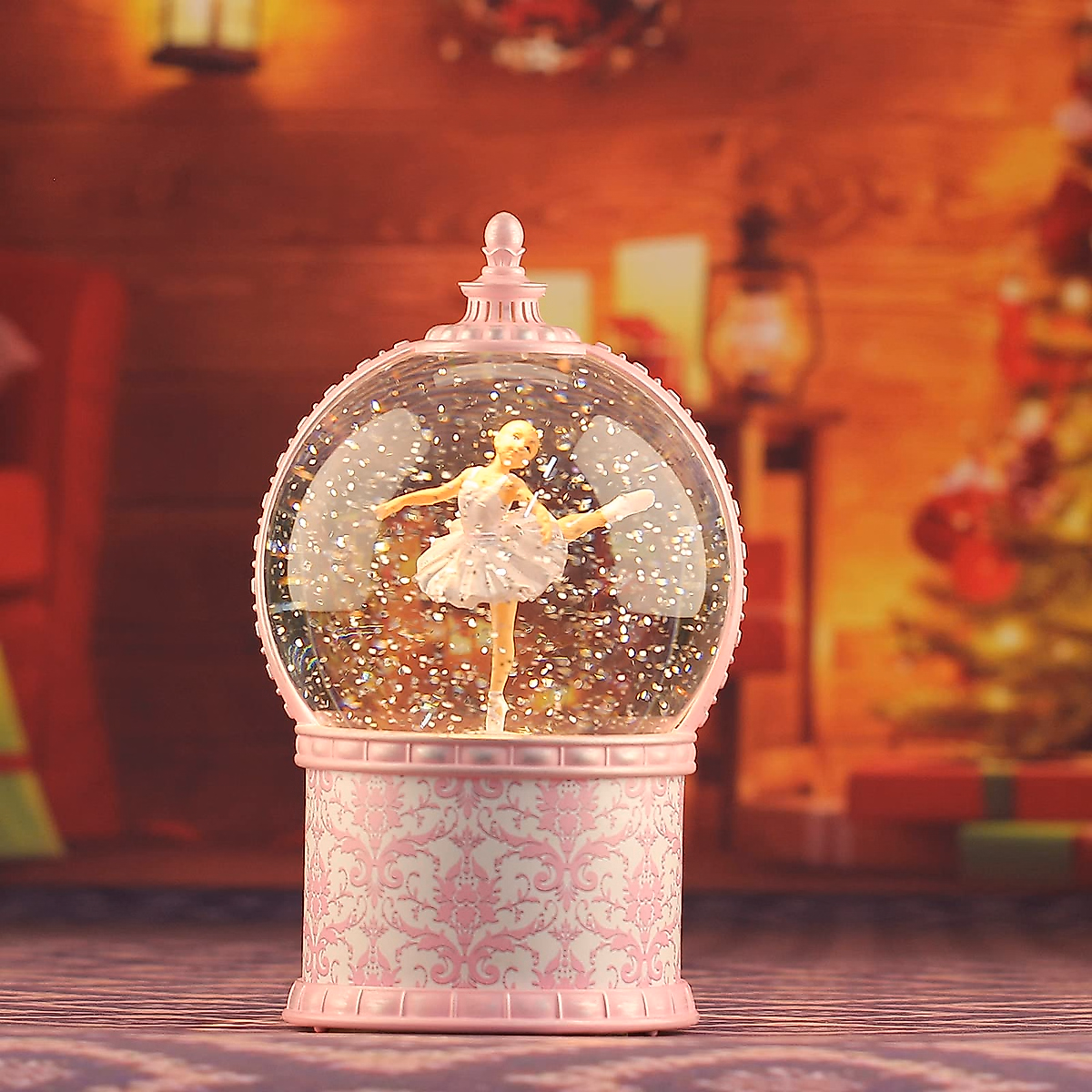 Musical Ballerina Christmas Snow Globes, 7.1 Inch Lighted Snow Globe with Swirling Glitter, Battery Operated & USB Powered Music Box Valentines Day Gifts for Girls, Women