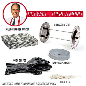 Ronco EZ-Store Rotisserie Oven, Gourmet Cooking at Home, Cooks Perfectly Roasted Chickens, Turkey, Pork, Roasts & Burgers, Large Capacity, 3 Cooking Options: Roast, Sear, No Heat Rotation, Red