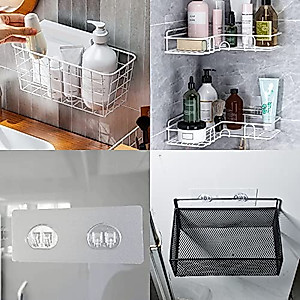 AccEncyc 2 Pack Shower Caddy Adhesive Replacement Heavy Duty Strong Sticky Hooks for Bathroom Shower Caddy Corner Shelf Clear - Double Hook