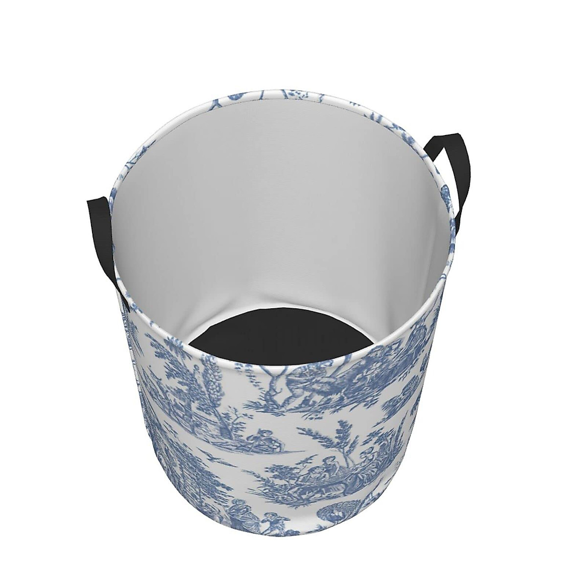 Marseilles Toile Willow Ware Blue White Laundry Basket,Collapsible Clothes Hamper Storage with Handle, Laundry Hamper for Bathroom Home Decor Baby Clothing Small